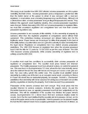 GREY Structure OF Adverse Possession - GREY STRUCTURE OF ADVERSE ...