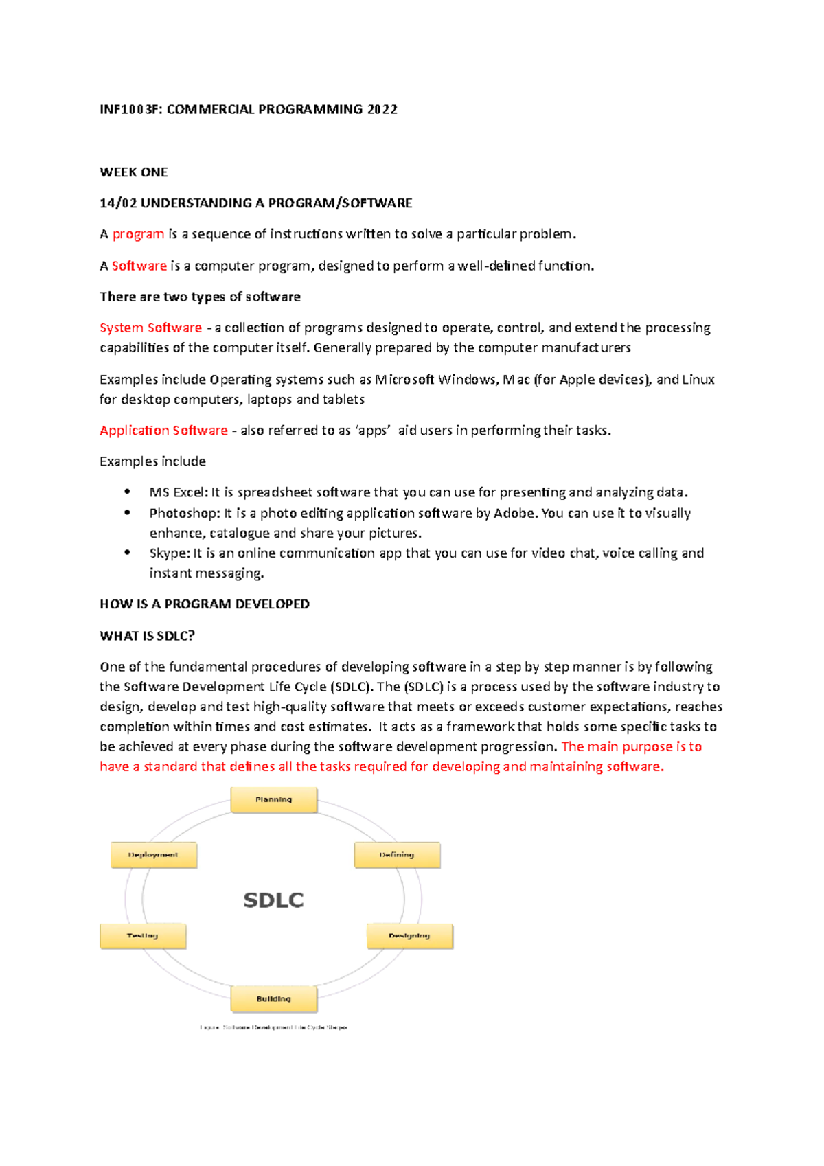 INF1003F WEEK ONE - notes for weekly work - INF1003F: COMMERCIAL ...
