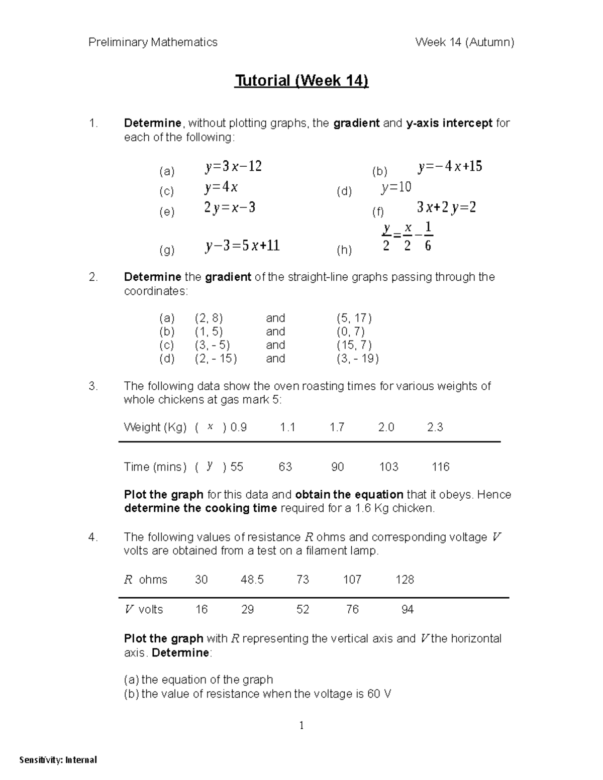 Tutorial 8 (without answers) - Preliminary Mathematics Week 14 (Autumn ...