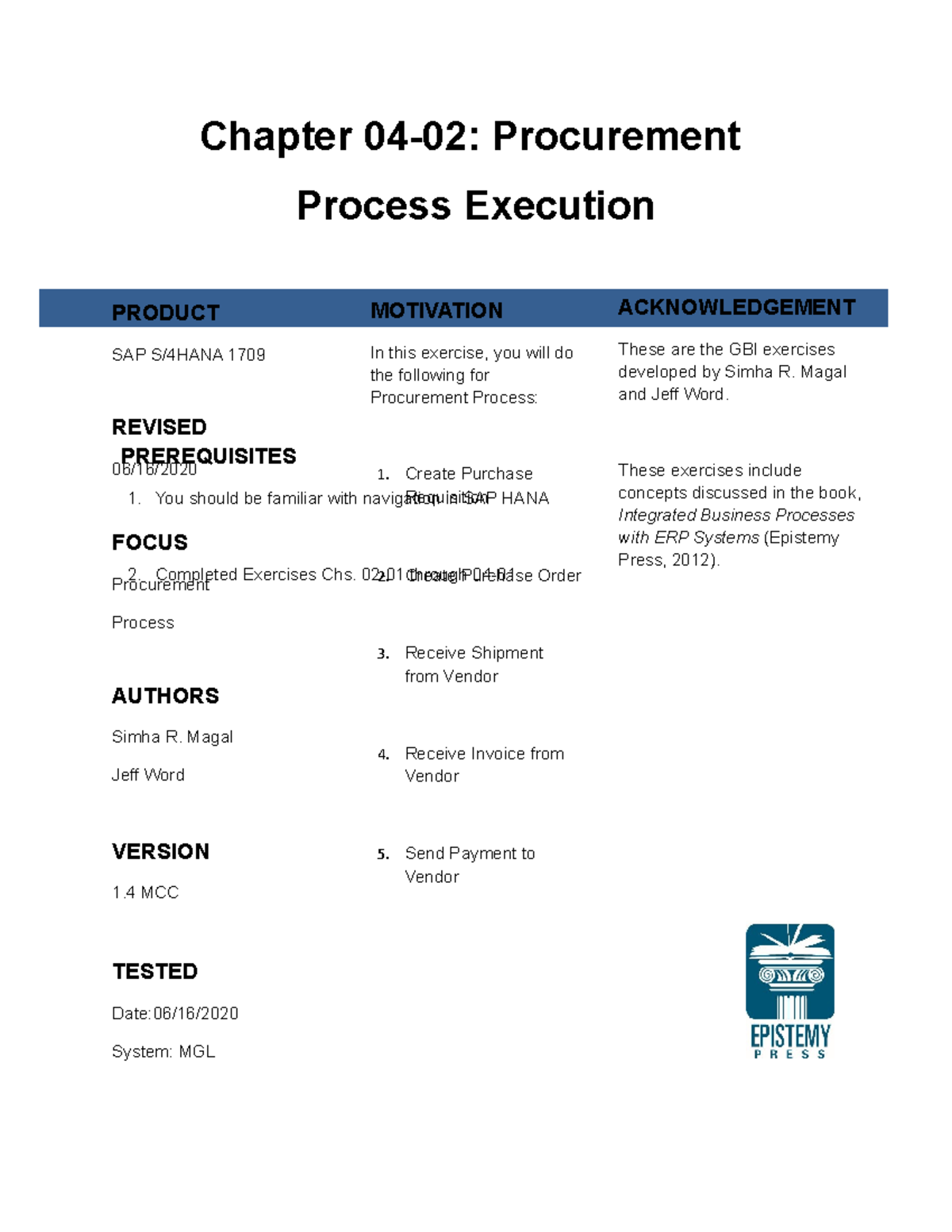 Ch.04-02 Procurment Process - S4HANA 1709 MCC V1 - Chapter 04-02 ...