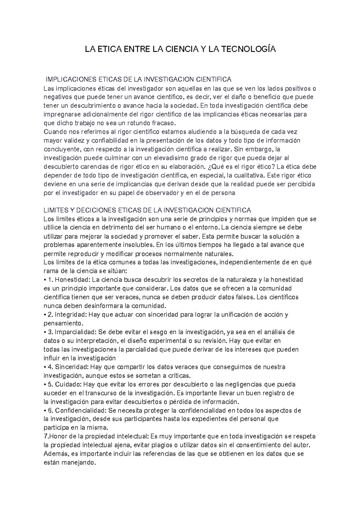 LA Etica Entre LA Ciencia Y LA Tecnología - LA ETICA ENTRE LA CIENCIA Y ...