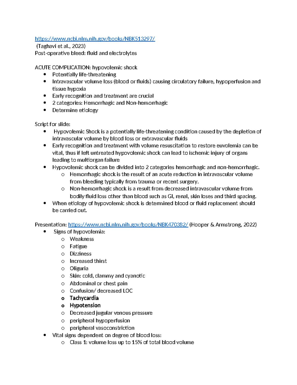 Post-op bleed group presentation - ncbi.nlm.nih/books/NBK513297 ...