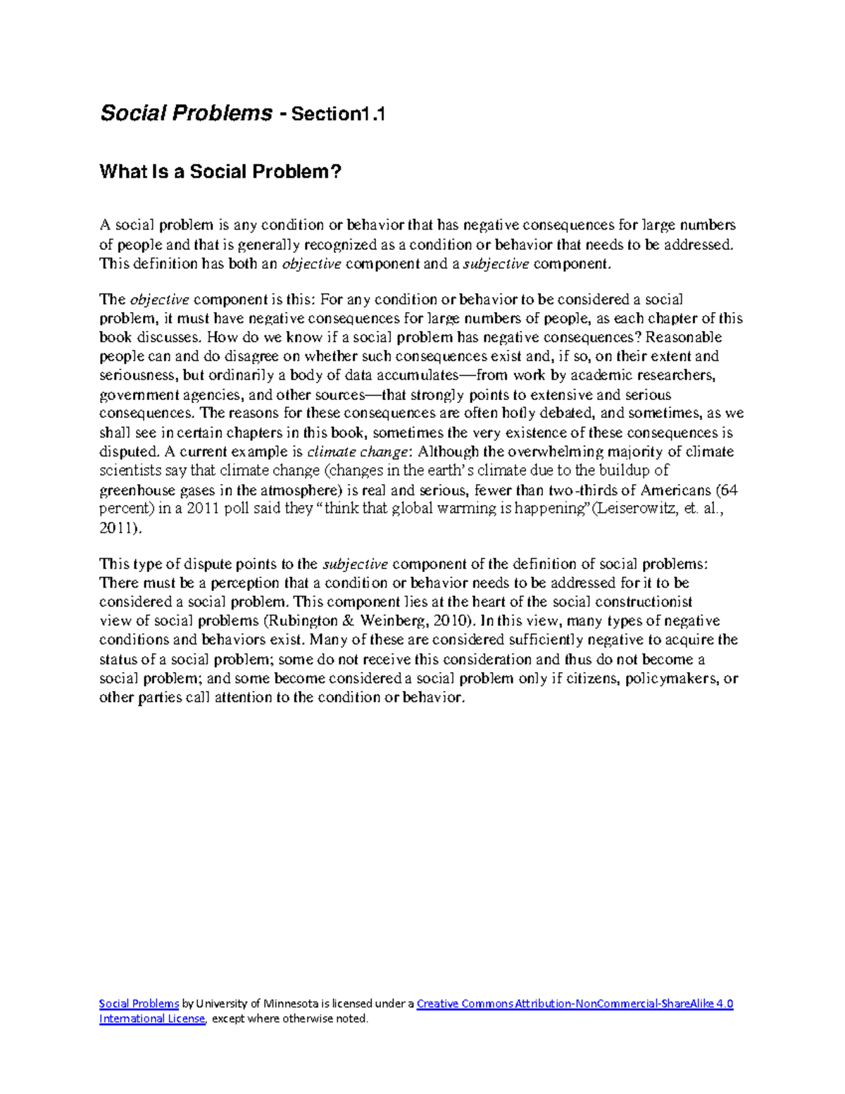 Sec 1.1 What is a Social Problem - Social Problems by University of ...