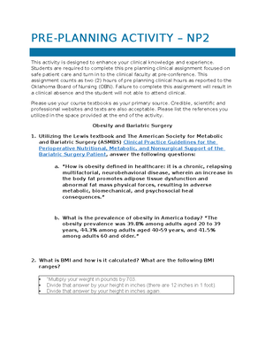 Pre Plan NP2 Incivility Violence student - PRE-PLANNING ACTIVITY – NP ...