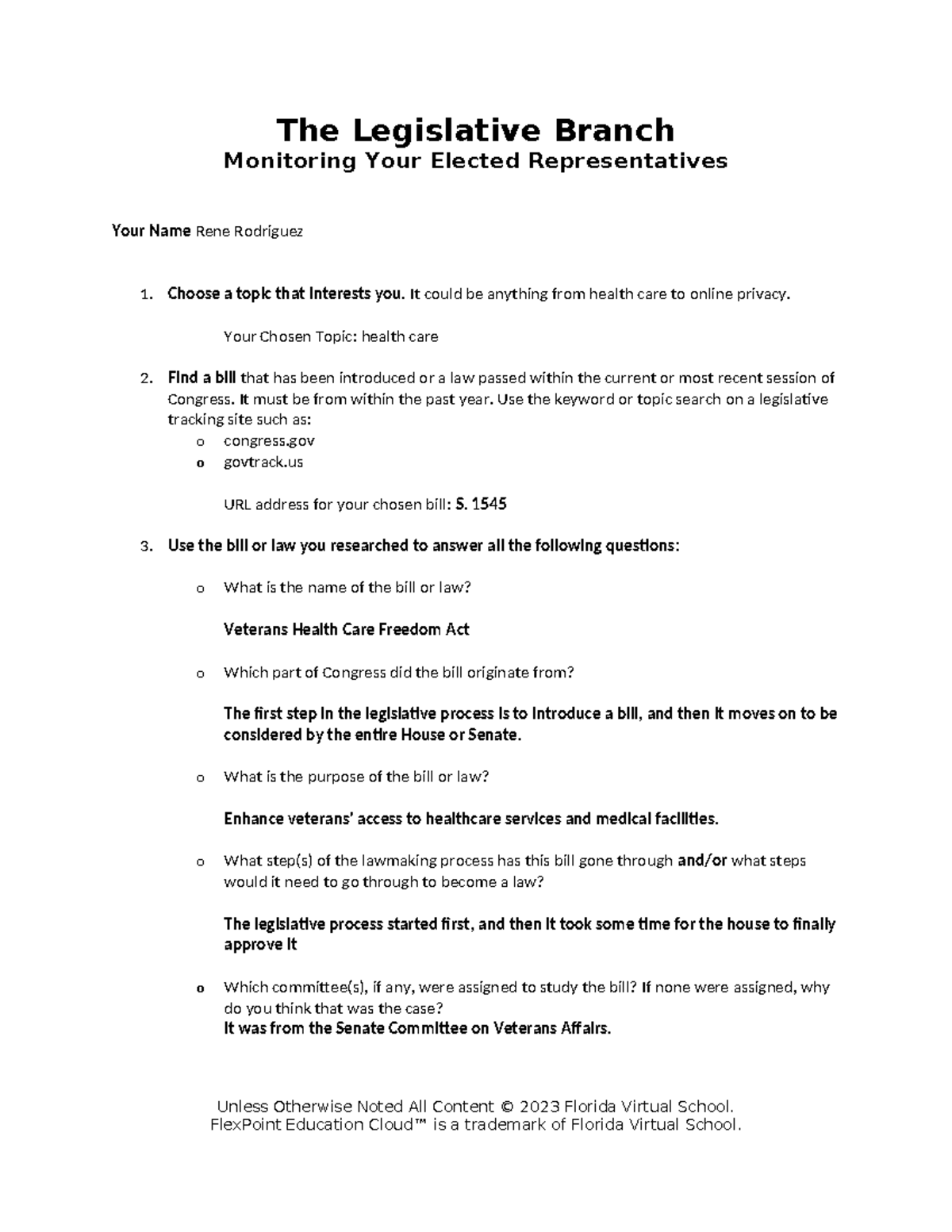 The legislative branch assignment template - The Legislative Branch ...