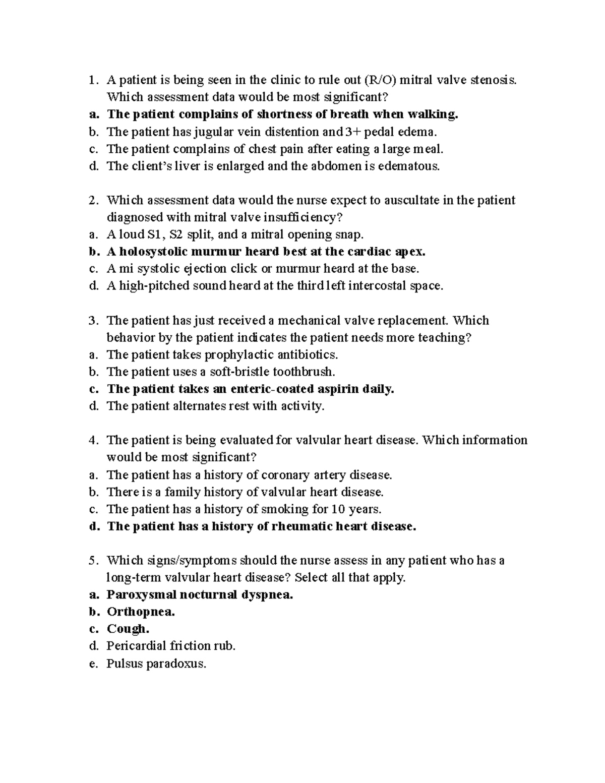 Cardio Questions - medical surgical courses - A patient is being seen ...