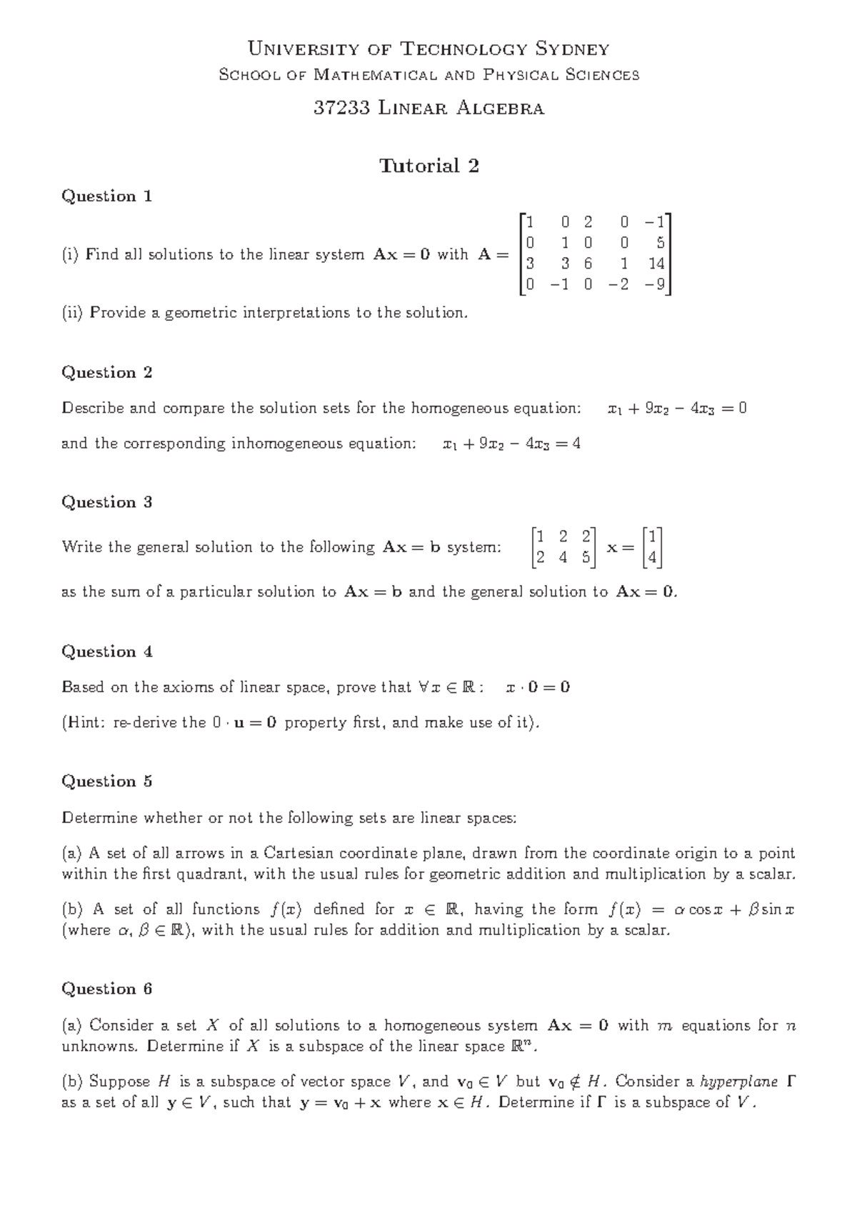 Tp-02 - tut 2 - University of Technology Sydney School of Mathematical ...