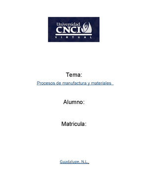 Act 2 Procesos de manufactura y materiales - Procesos de manufactura y materiales Actividad 2 ...