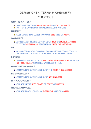 Summary of Chapter 1.3 Chemistry - DEFINITIONS & TERMS IN CHEMISTRY ...