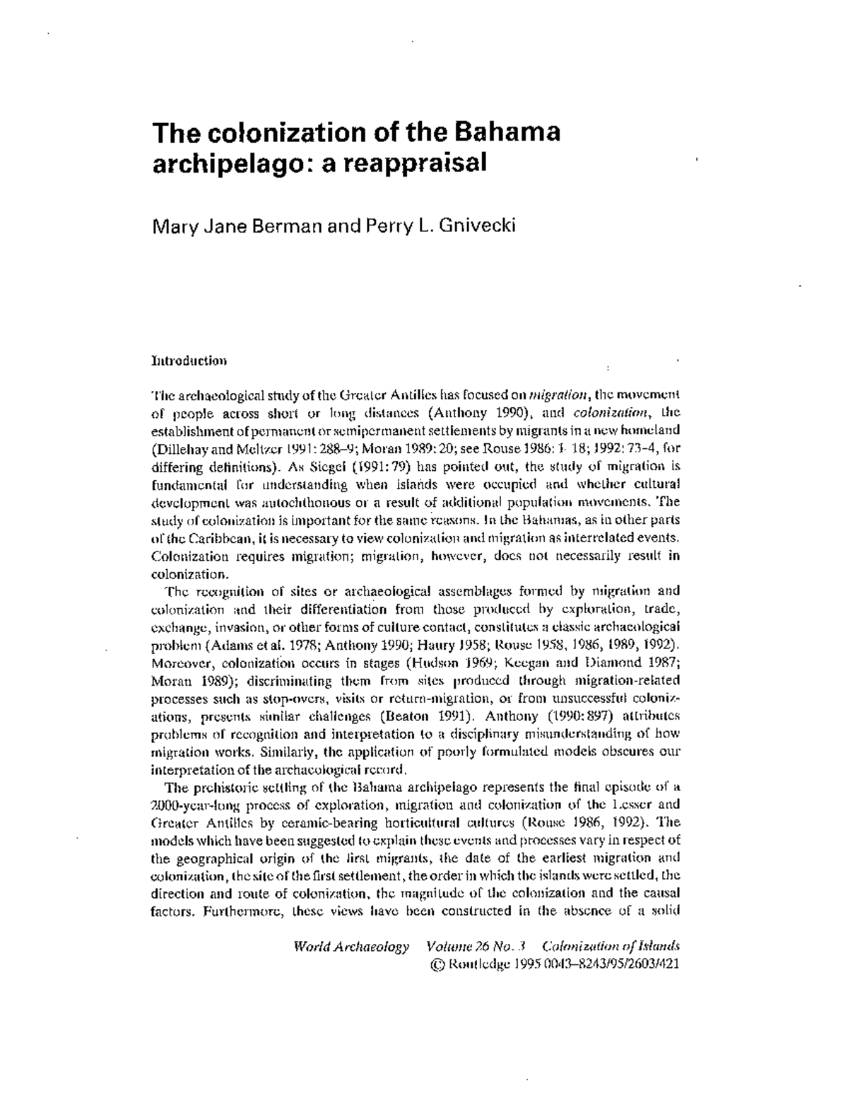 The Colonization of the Bahama Archipela (boek pdf) - Economische en ...
