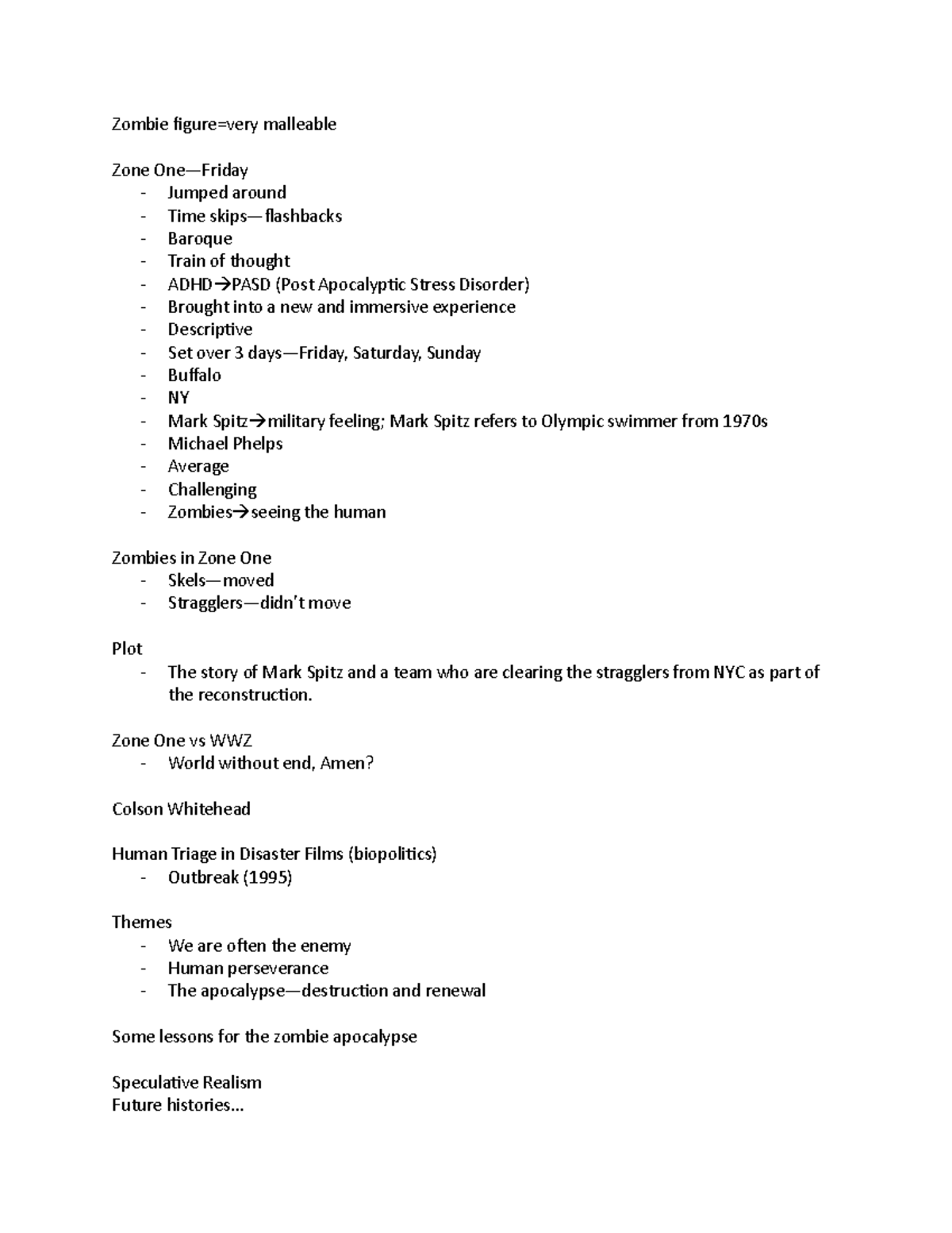 Zombies Nov 1 2021 - This information will be used from notes and what ...