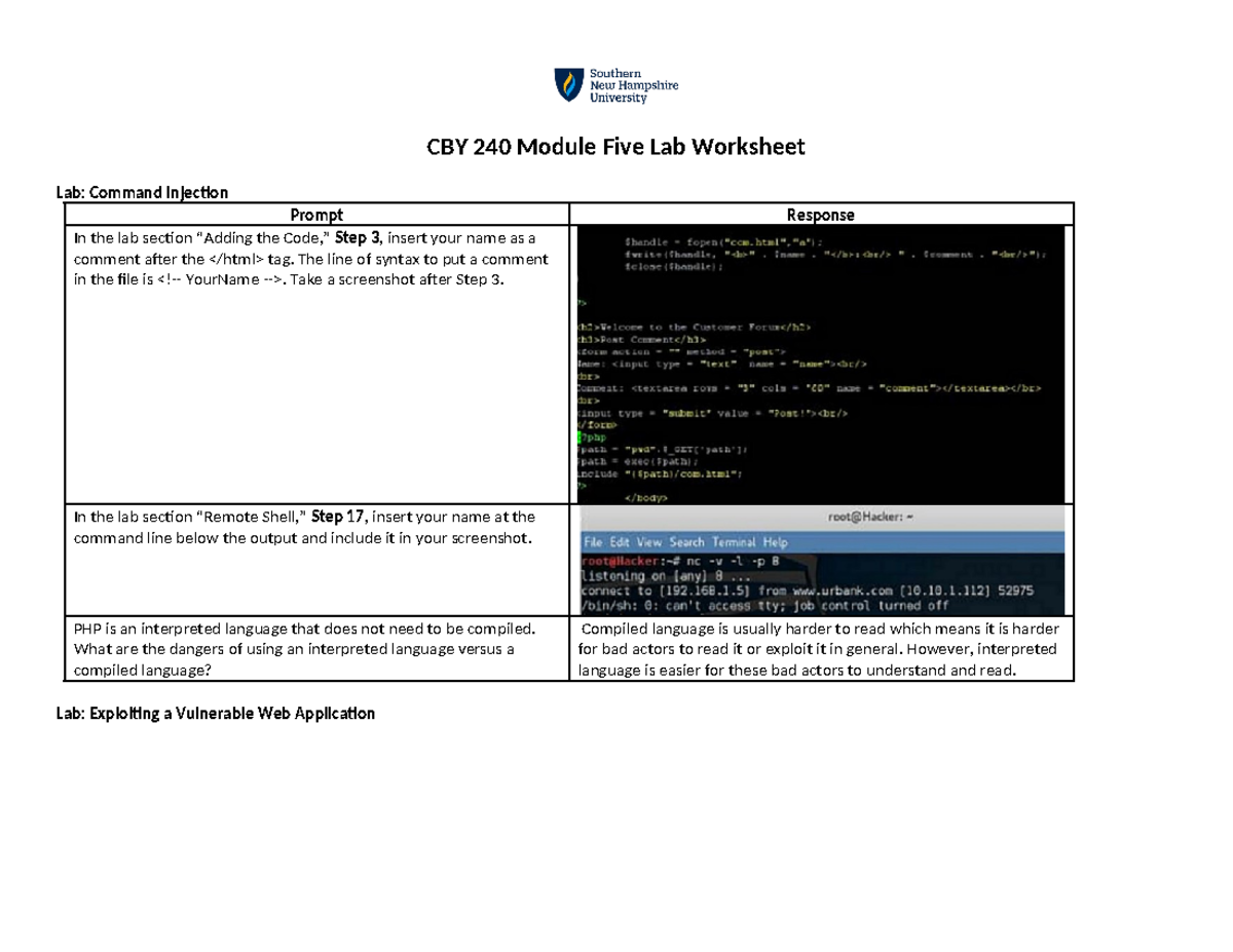 CYB 240 Module Five Lab Worksheet Dillon Metzger - CBY 240 Module Five Lab Worksheet Lab ...