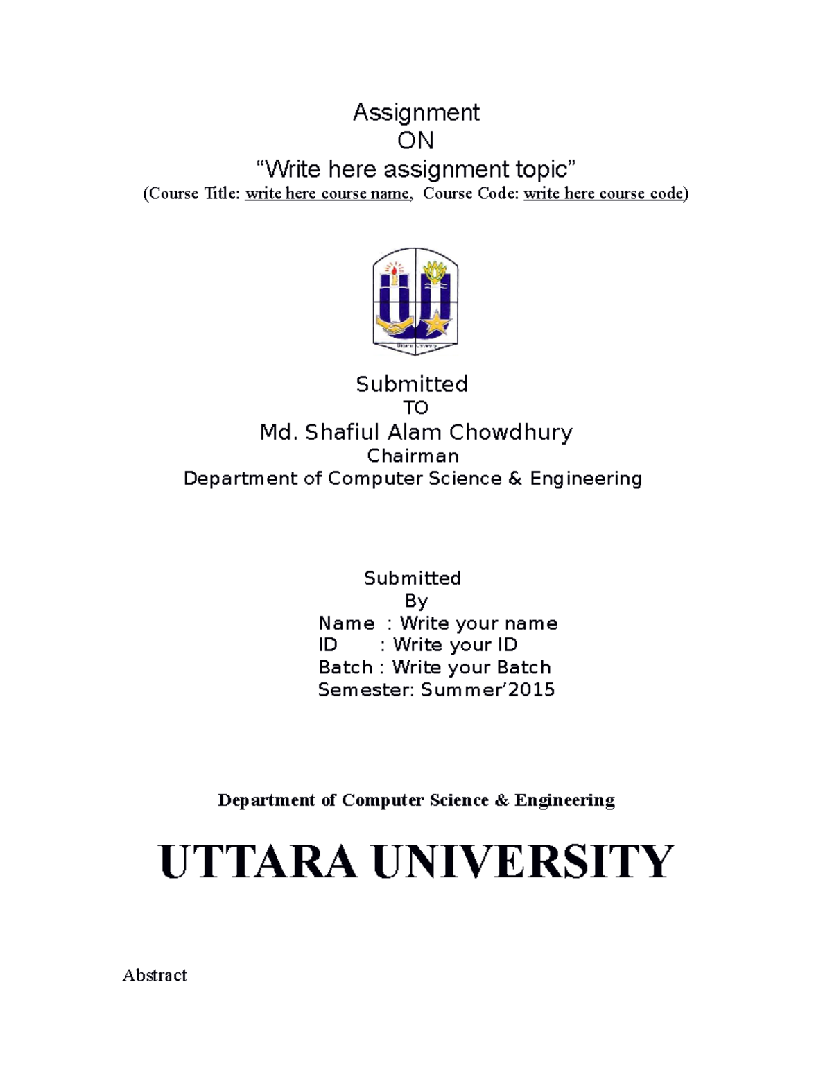 How to write an assignment - Assignment ON “Write here assignment topic ...