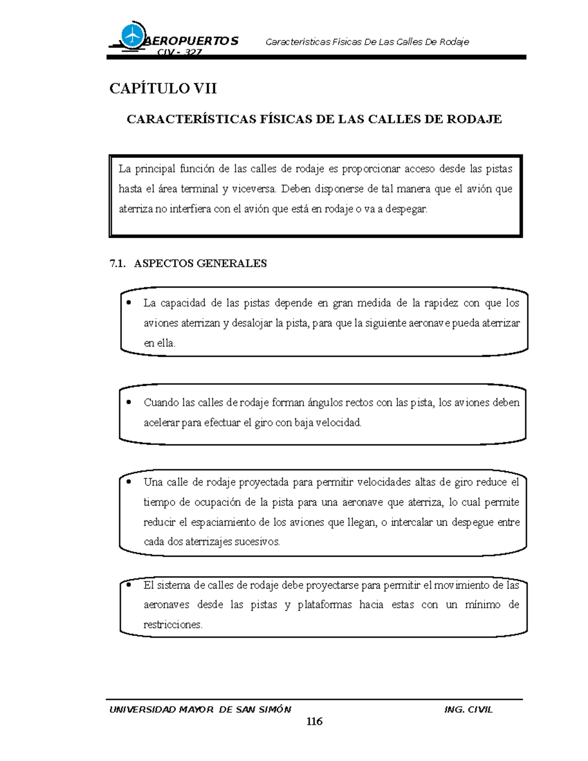 Cap7-Caracteristicas Fisicasde Las Calles De Rodaje - CIV - 327 ...