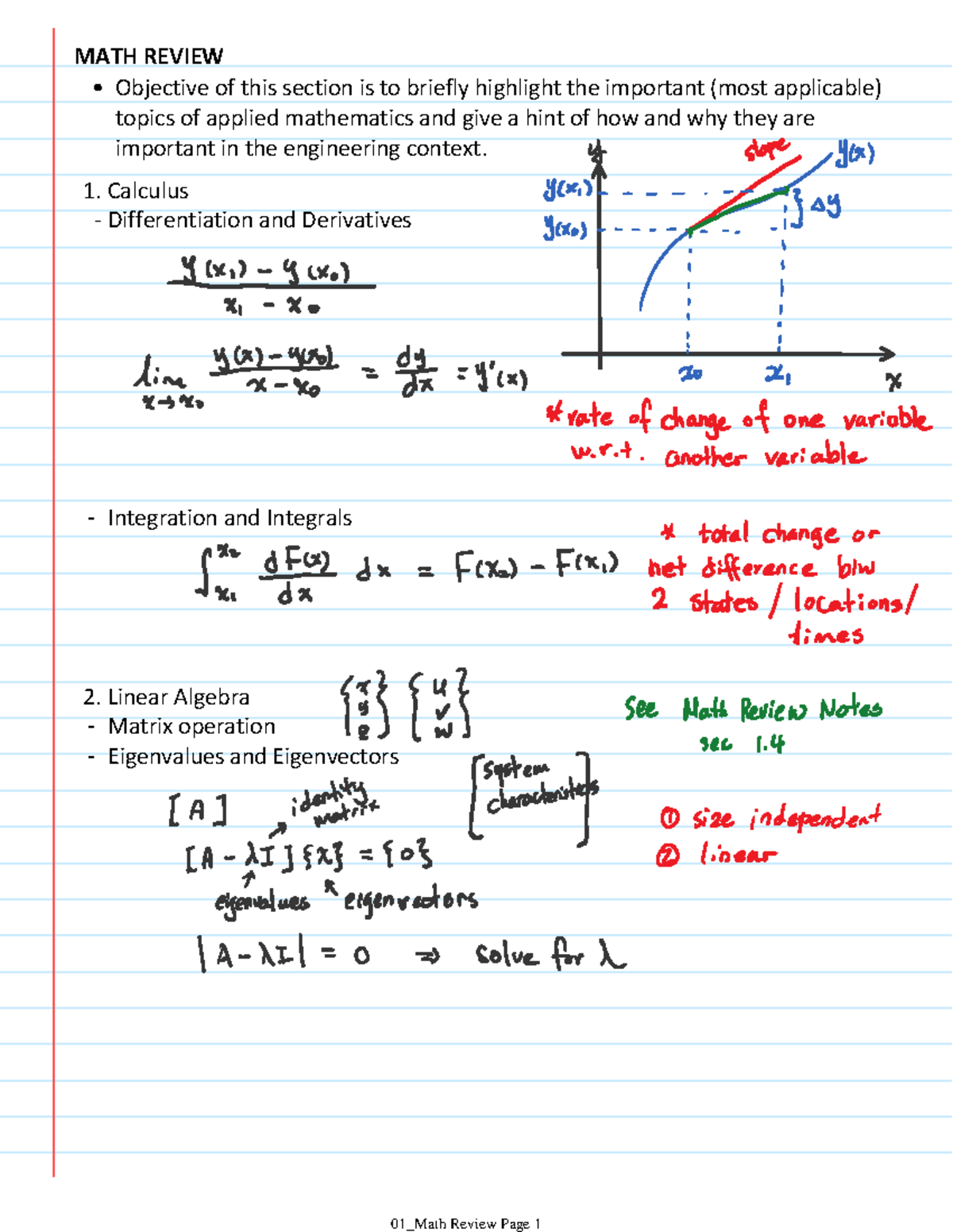01 Math Review - MATH REVIEW Objective of this section is to briefly ...