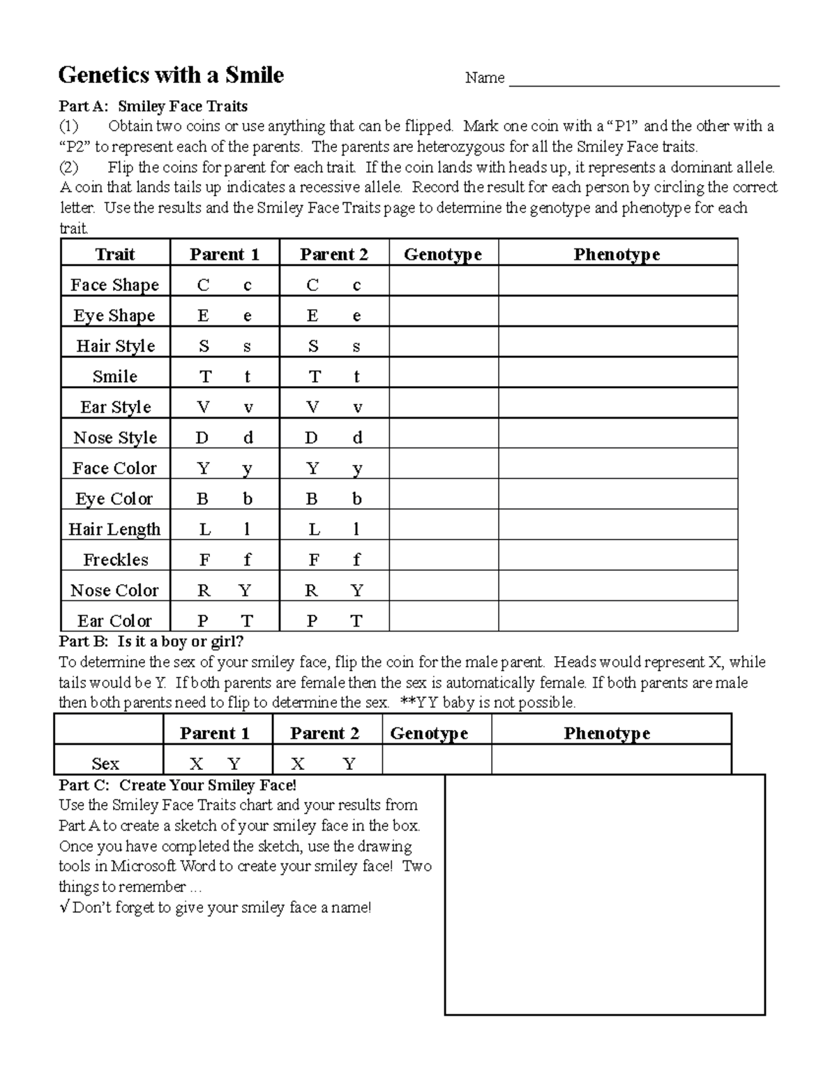 Anthropology Lab - Genetics with a Smile Name ...