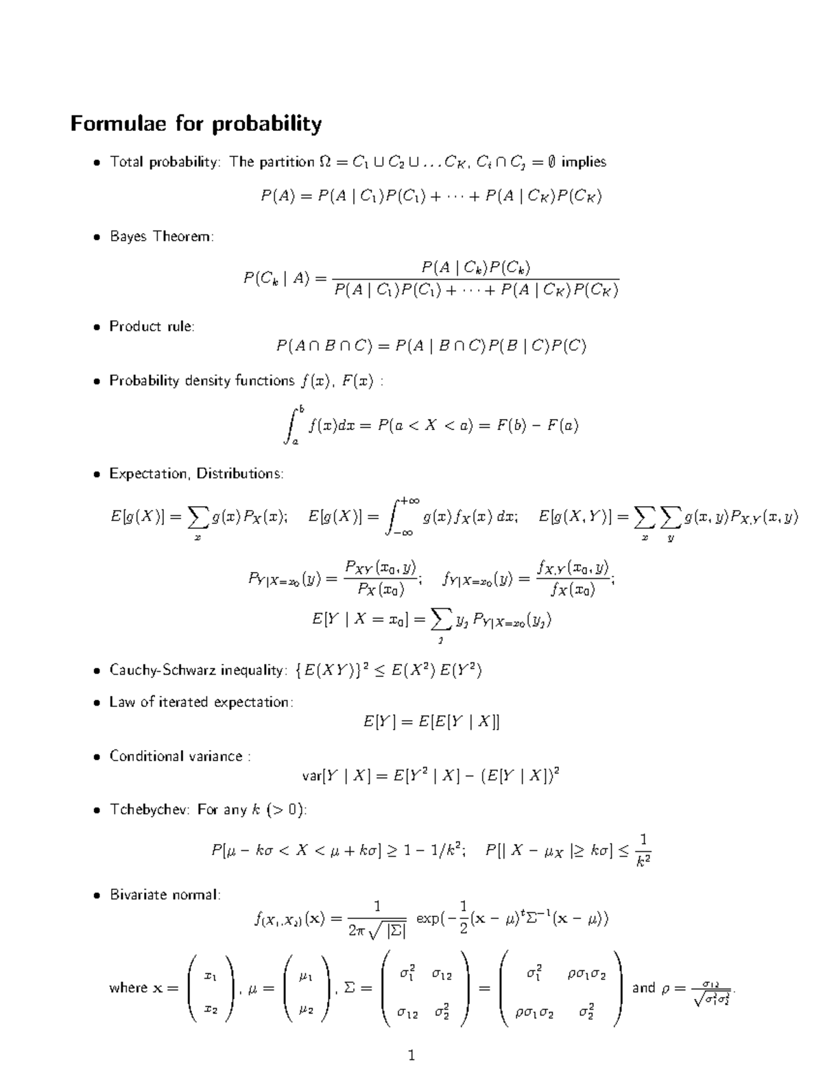 Formulario probability - Formulae for probability • Total probability ...