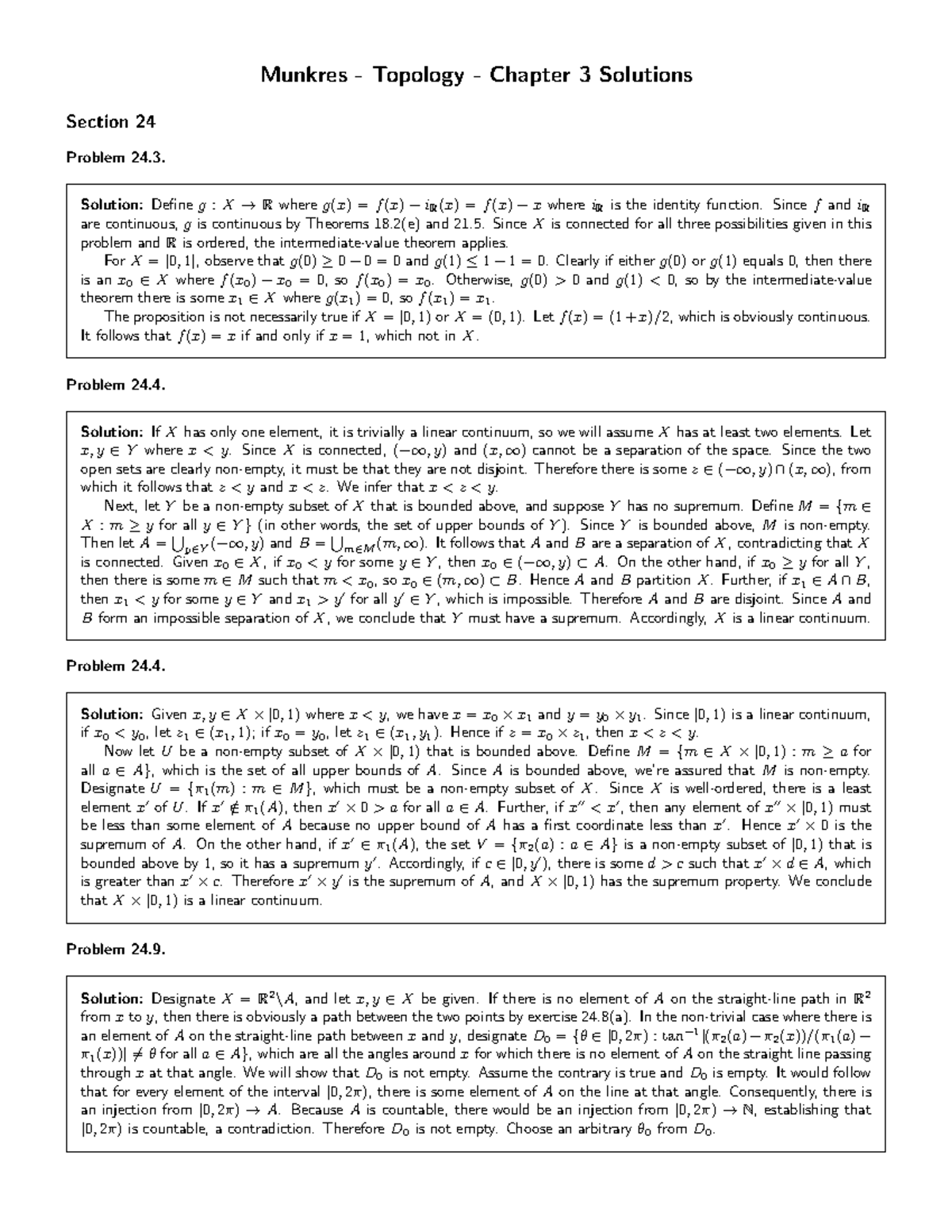 Sdu homework advanced algebra - Munkres - Topology - Chapter 3 Solutions Section 24 Problem 24 ...