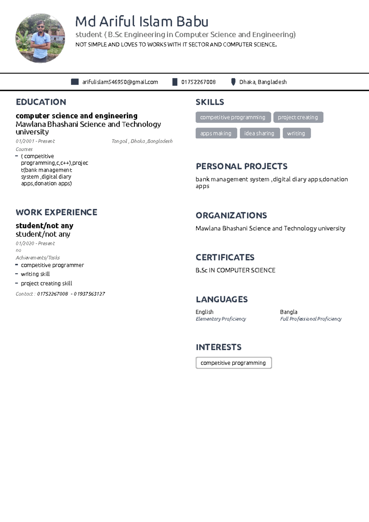 introduction of it - Md Ariful Islam Babu student ( B Engineering in ...