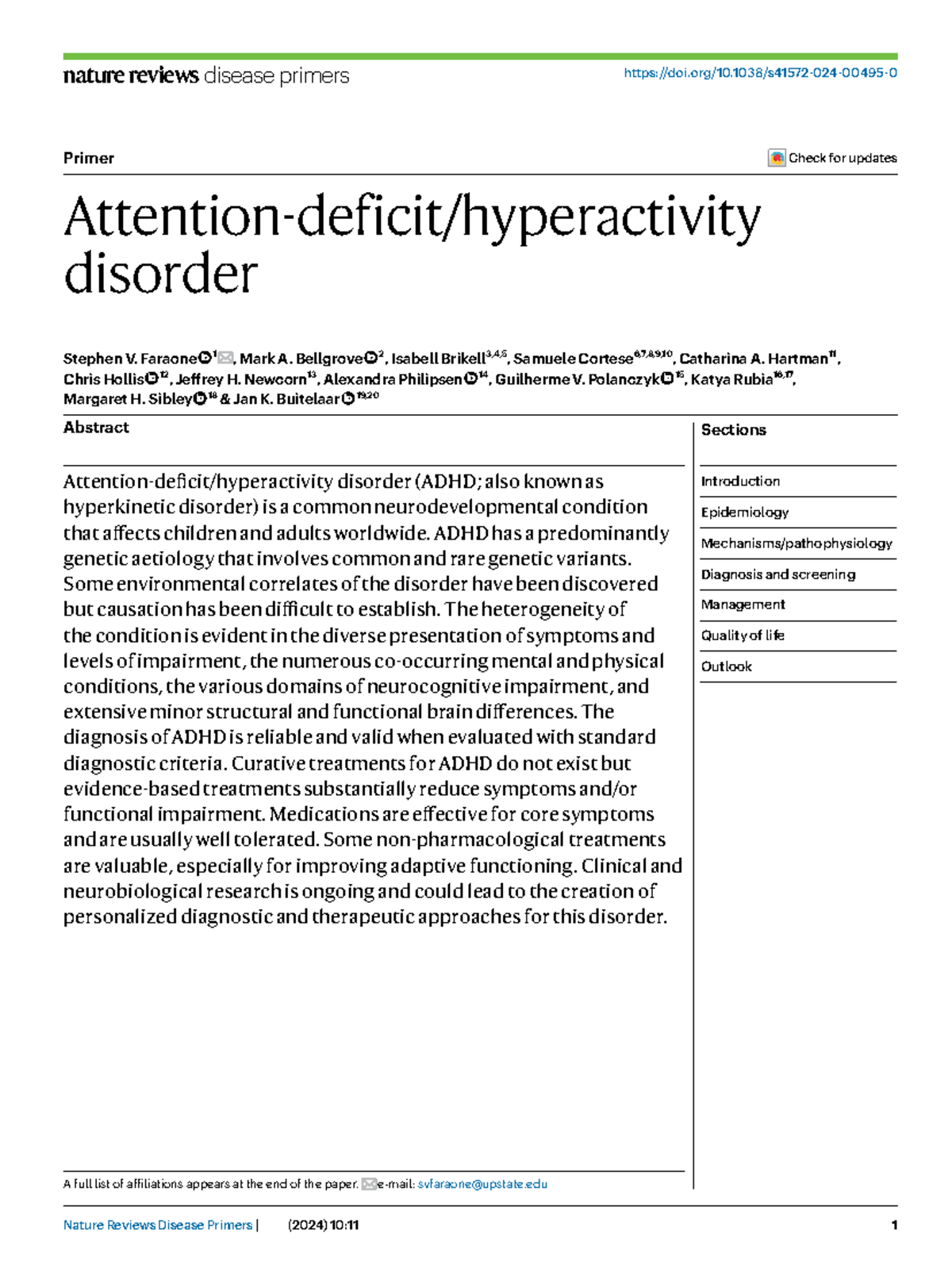 ADHD Nature 2024 - FISIOLOGIA DEL TDAH - Nature Reviews Disease Primers ...