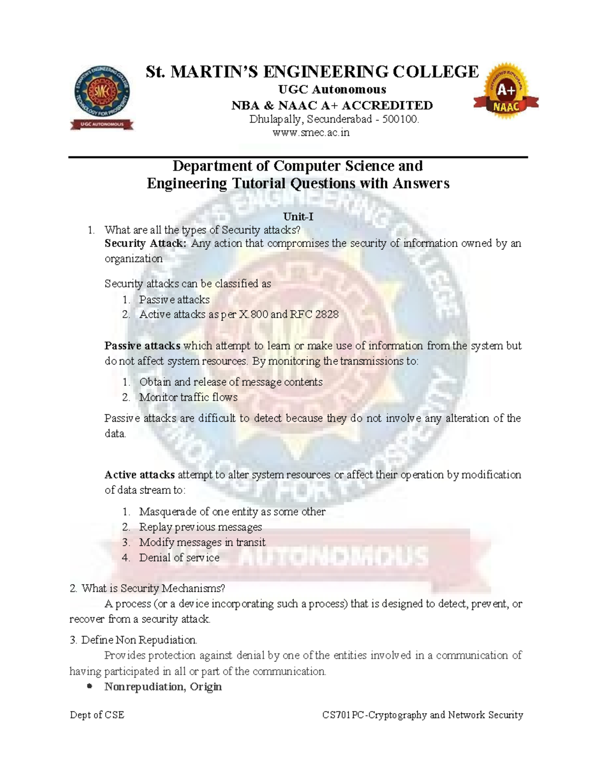 13e Tutorial Questions with Answers - St. MARTIN’S ENGINEERING COLLEGE ...