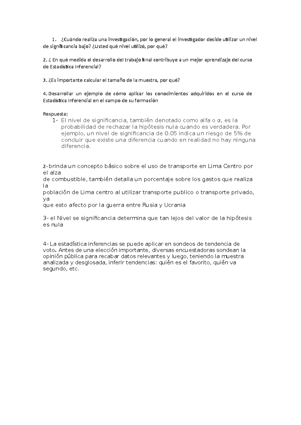 Pc4 estadística inferencial Nadia Bazán tello - ¿Cuándo realiza una ...