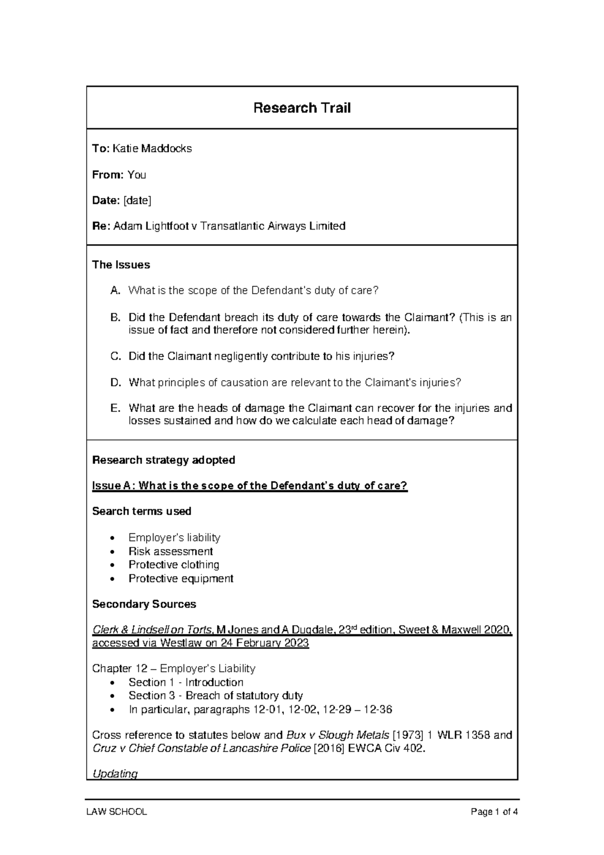 Collaborate exemplar research trail - Research Trail To: Katie Maddocks ...