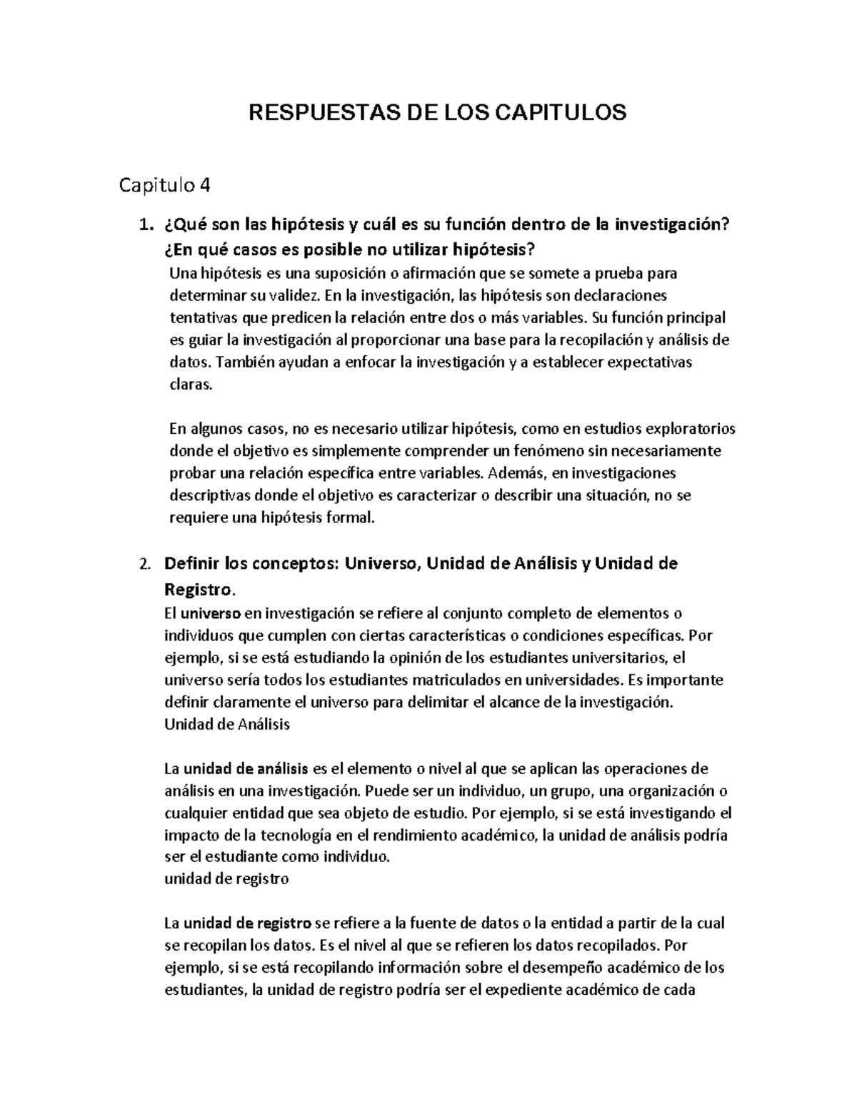 Respuestas DE LOS Capitulos 4 - RESPUESTAS DE LOS CAPITULOS Capitulo 4 ...
