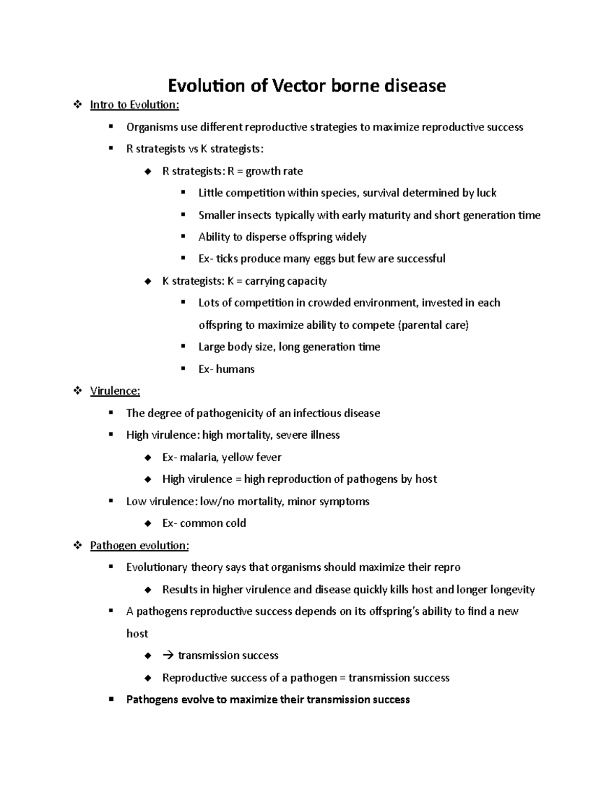 lecture notes evolution of vectors - Evolution of Vector borne disease ...