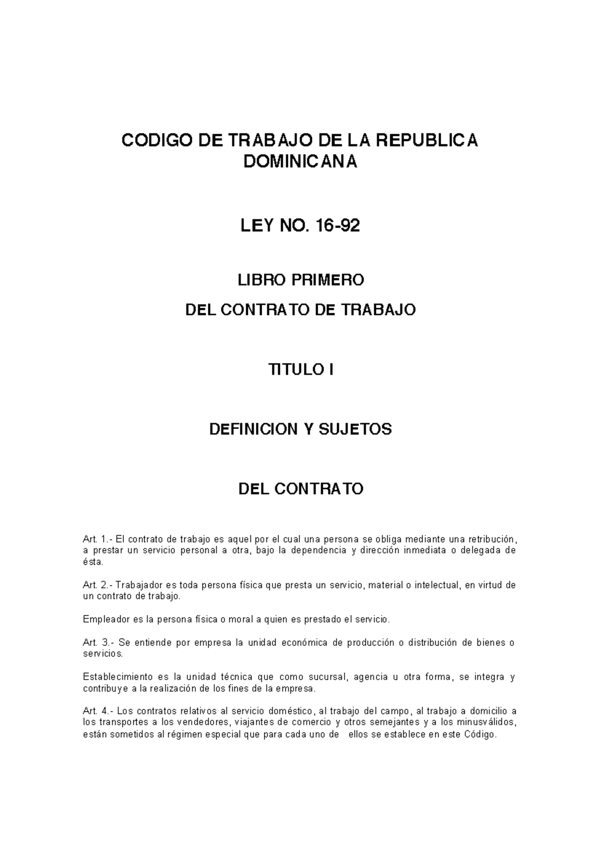Codigo DE Trabajo - MATERIALES DE ESTUDIO - CODIGO DE TRABAJO DE LA ...