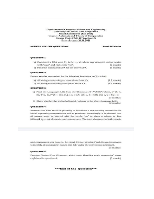 CSE 417 Lecture DFA - ... - Dr. Nafees Mansoor 2020 Automata and Theory of Computation Automata ...