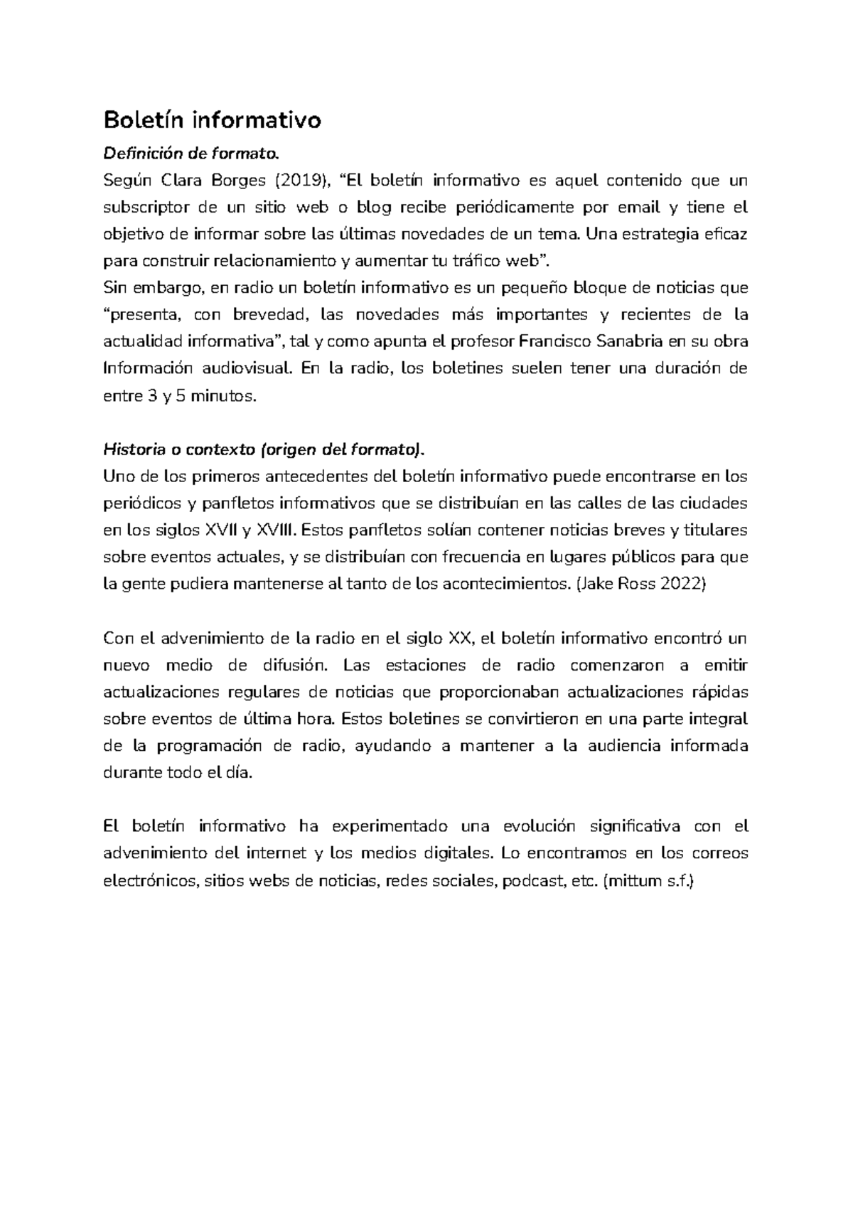 Boletín informativo - Boletín informativo Definición de formato. Según ...