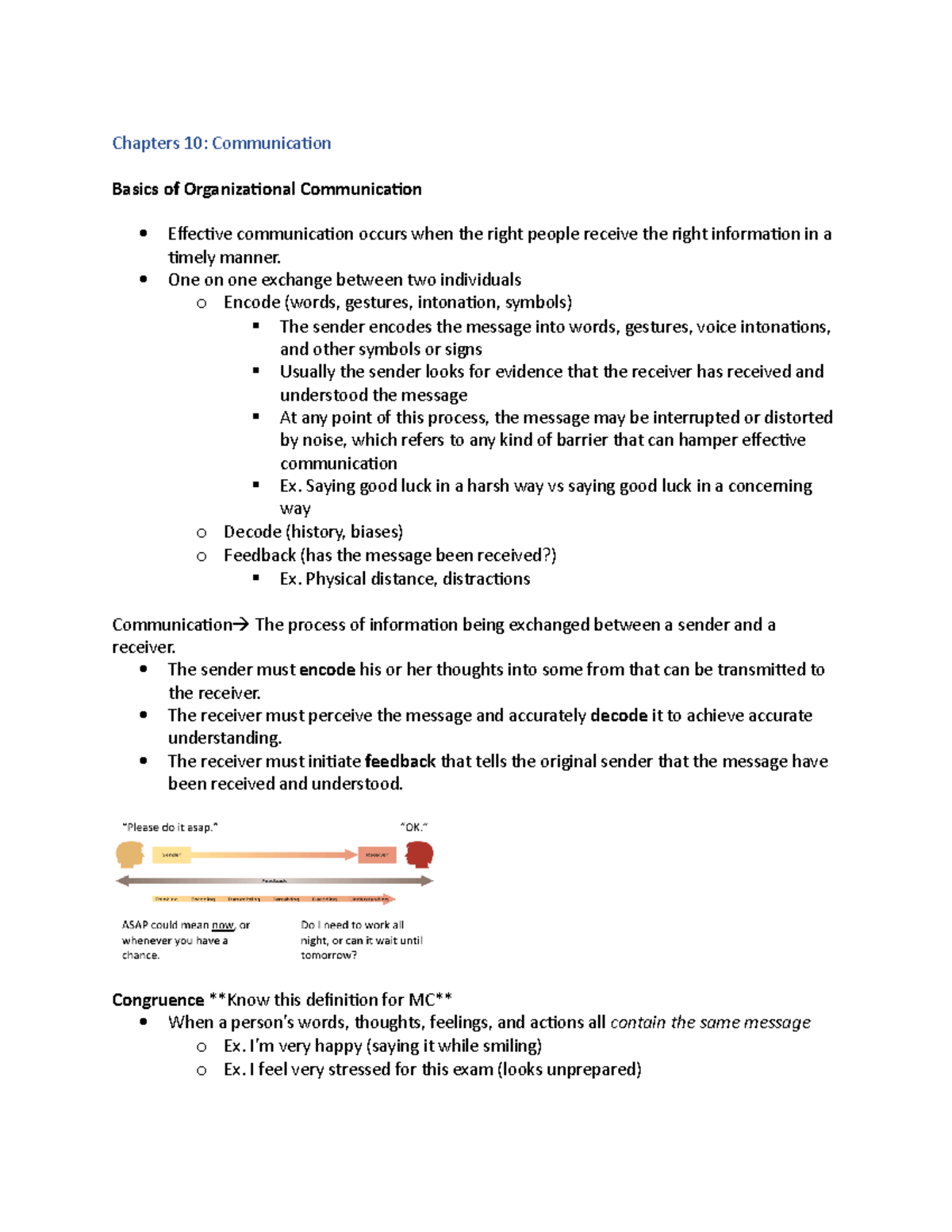 Final Exam Review - Chapters 10: Communication Basics of Organizational ...