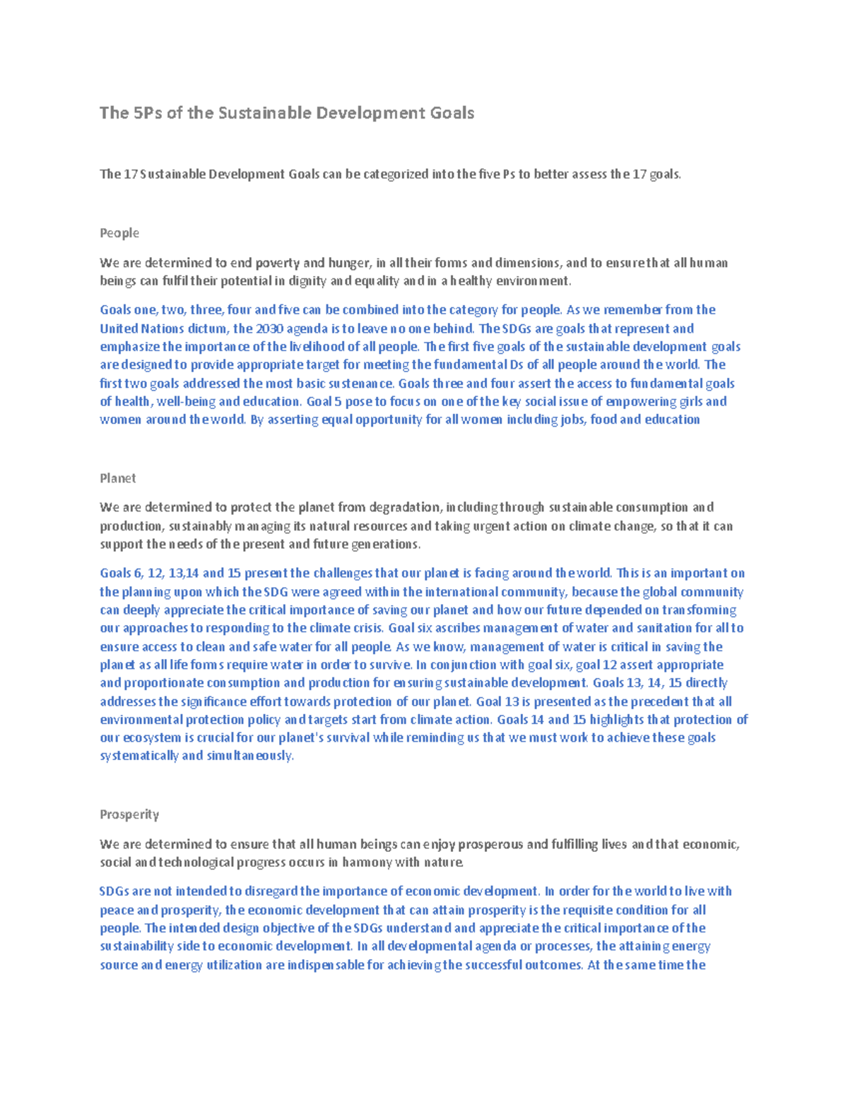 The 5ps of the sustainable development goals - The 5Ps of the ...