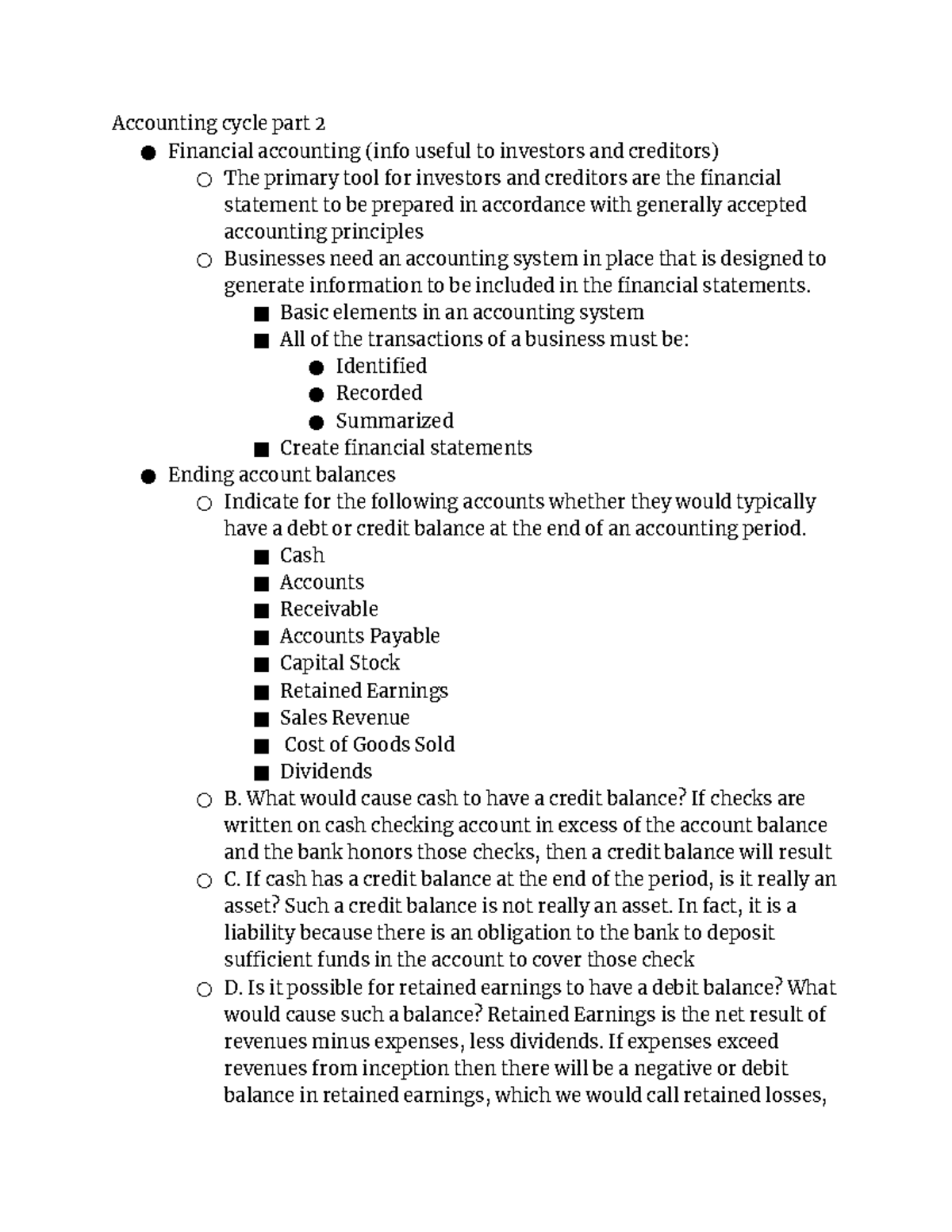Week 4 notes - Paige H - Accounting cycle part 2 Financial accounting ...
