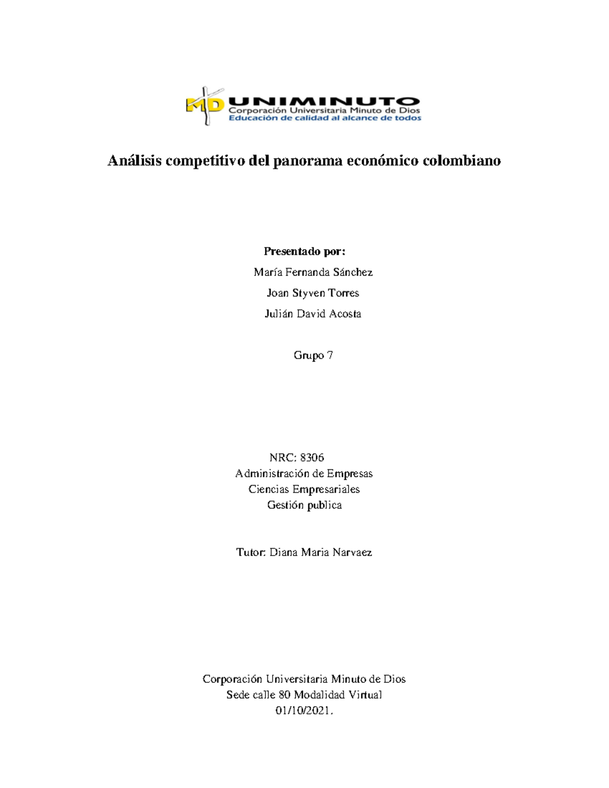 Análisis competitivo del panorama económico colombiano - Análisis ...