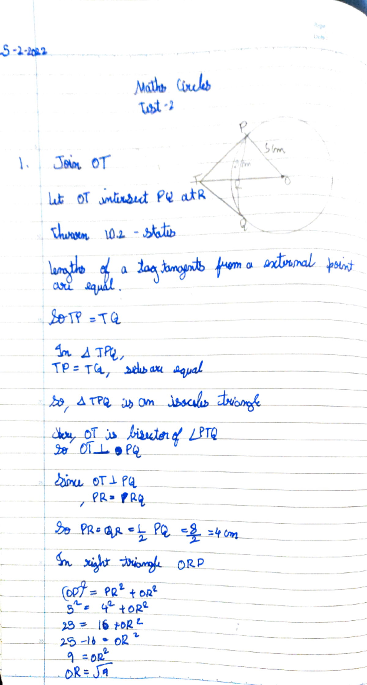 Circles test - 2 - sddw - S-2- Math Ciuhs Tust JL 0T Lut OTnlinsrt Pe ...