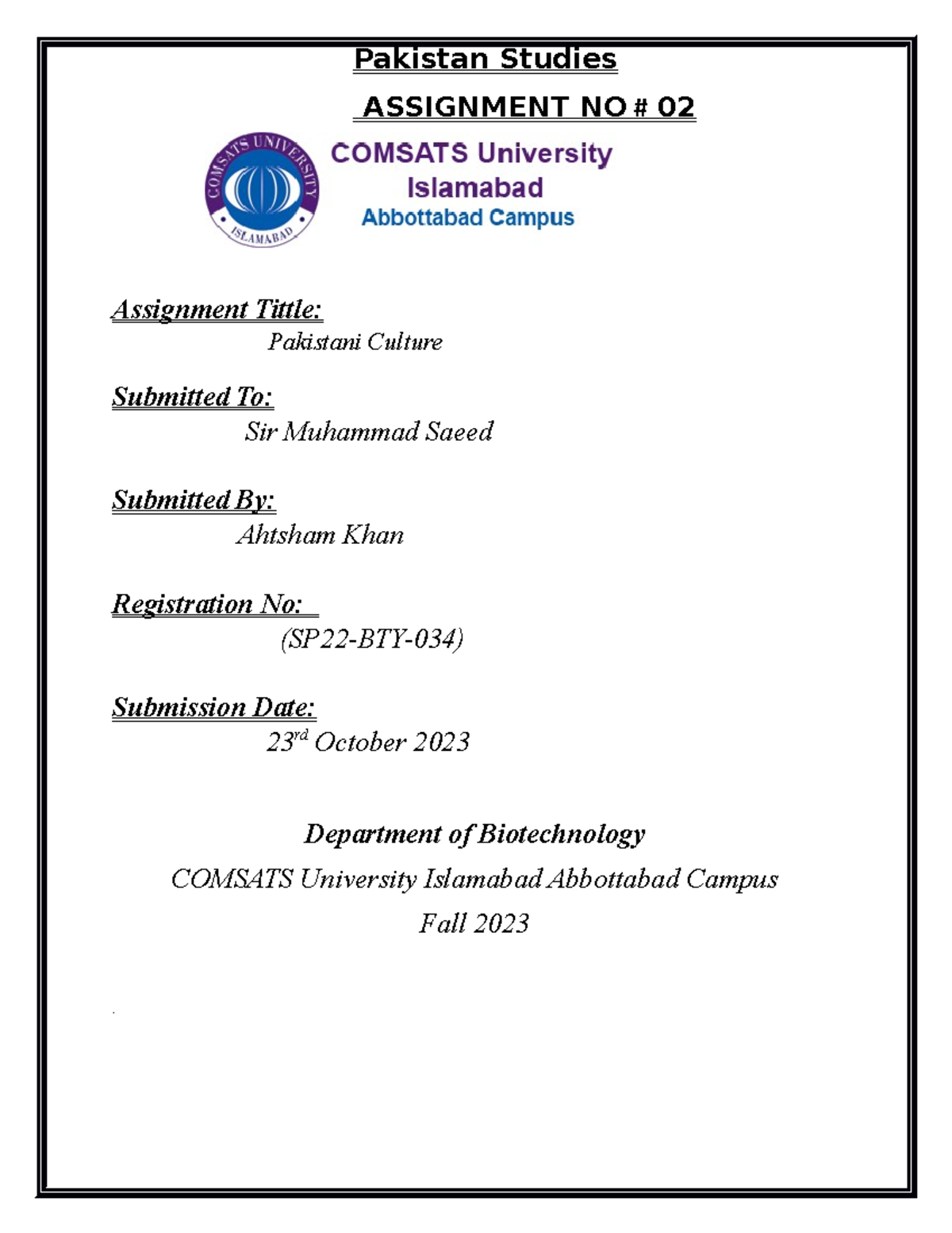 Pakistan as a Multi-cultural and Diversified Country - 10/18 ...