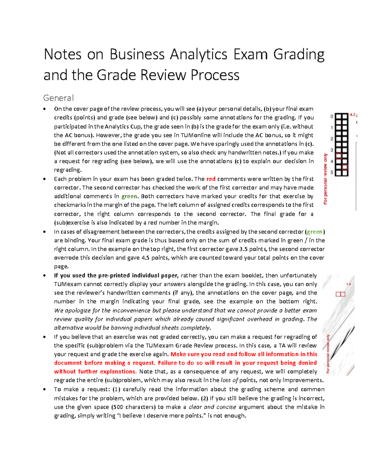 Information on Exam Grading and Review - Notes on Business Analytics ...