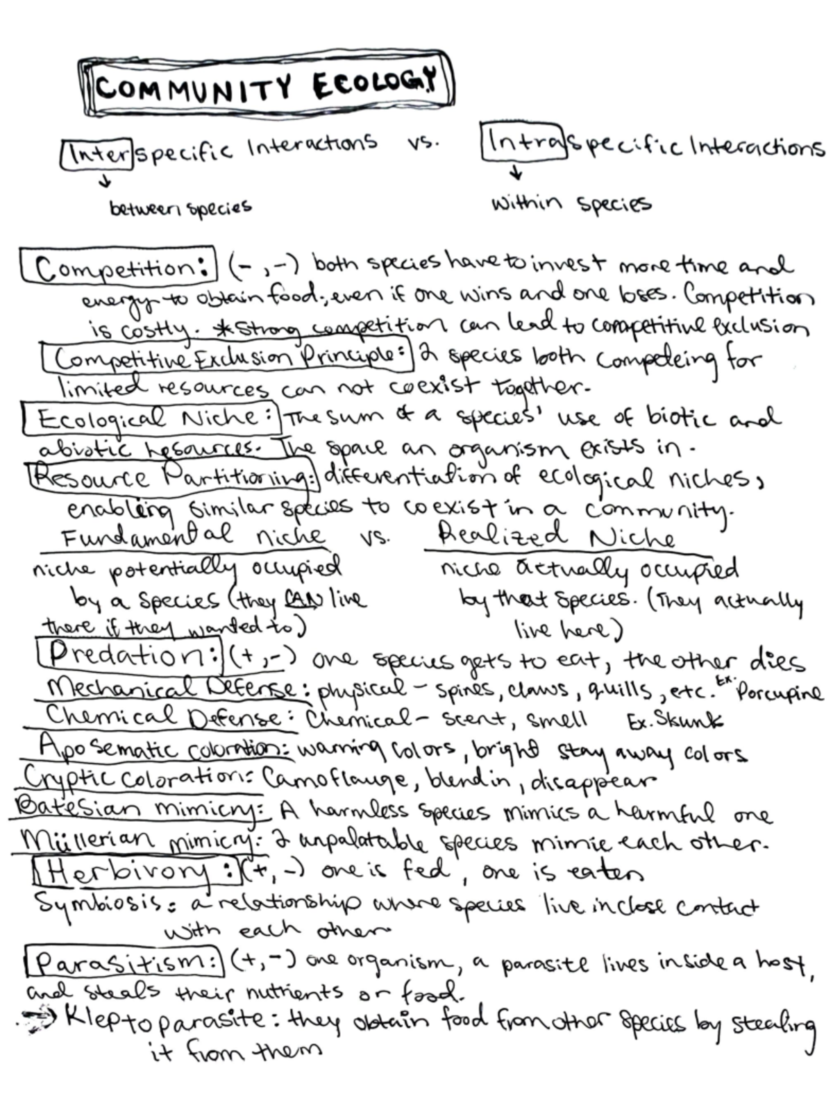 Community Ecology - COMMUNITY ECOLOGY Interspecific Interactions vs ...