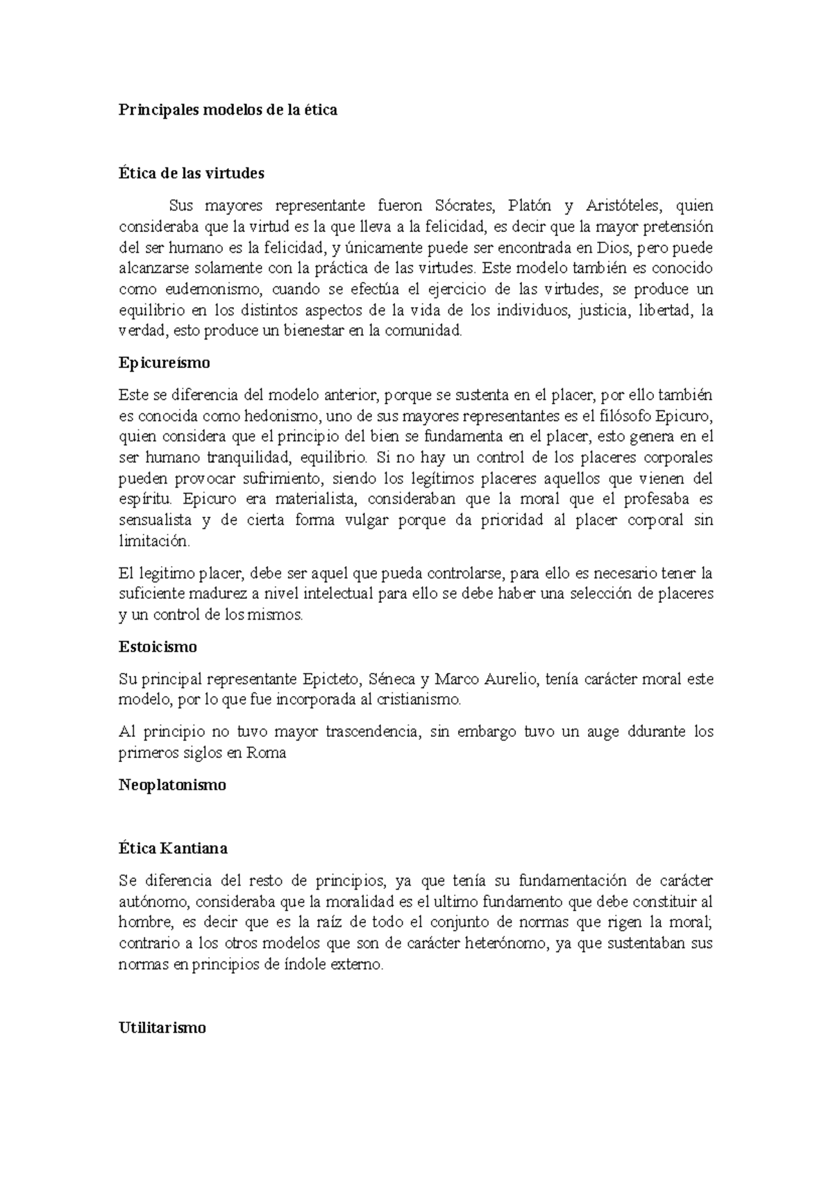 Principales modelos de la ética esquema - Principales modelos de la ...