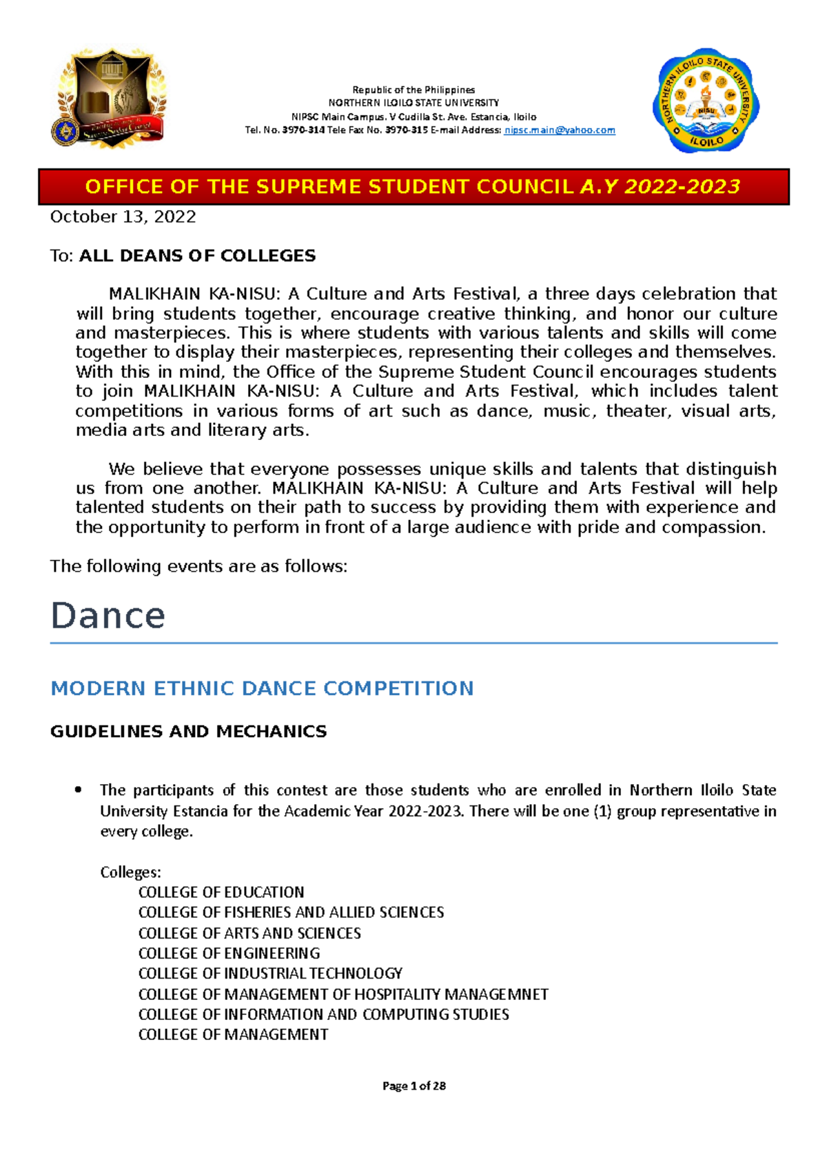Malikhain Ka NISU Guidelines Mechanics And Criteria NORTHERN ILOILO 