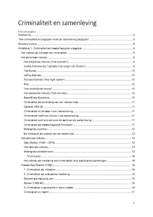 Criminaliteit en Samenleving - Hoofdstuk 1: Criminaliteit als een ...