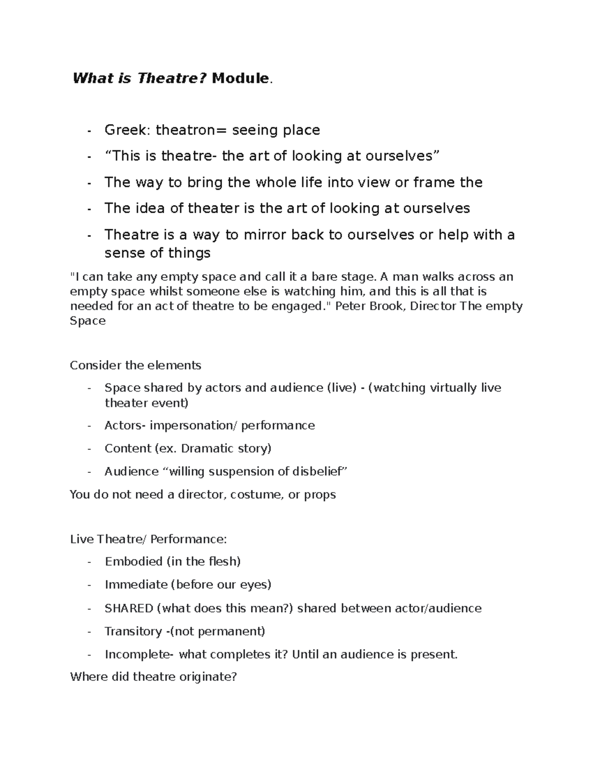 Thtr 10201 chap 2 - Transcripts for notes to have an easier way to find ...