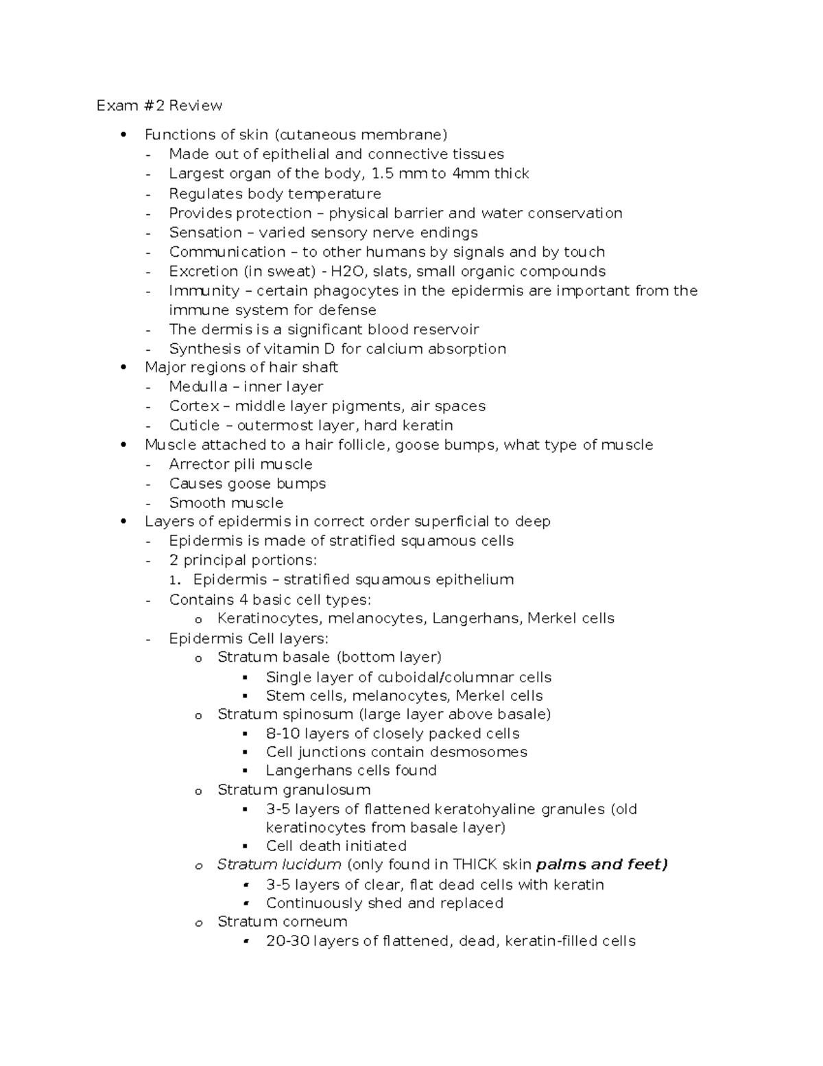 Exam 2 study guide - Exam #2 Review Functions of skin (cutaneous ...
