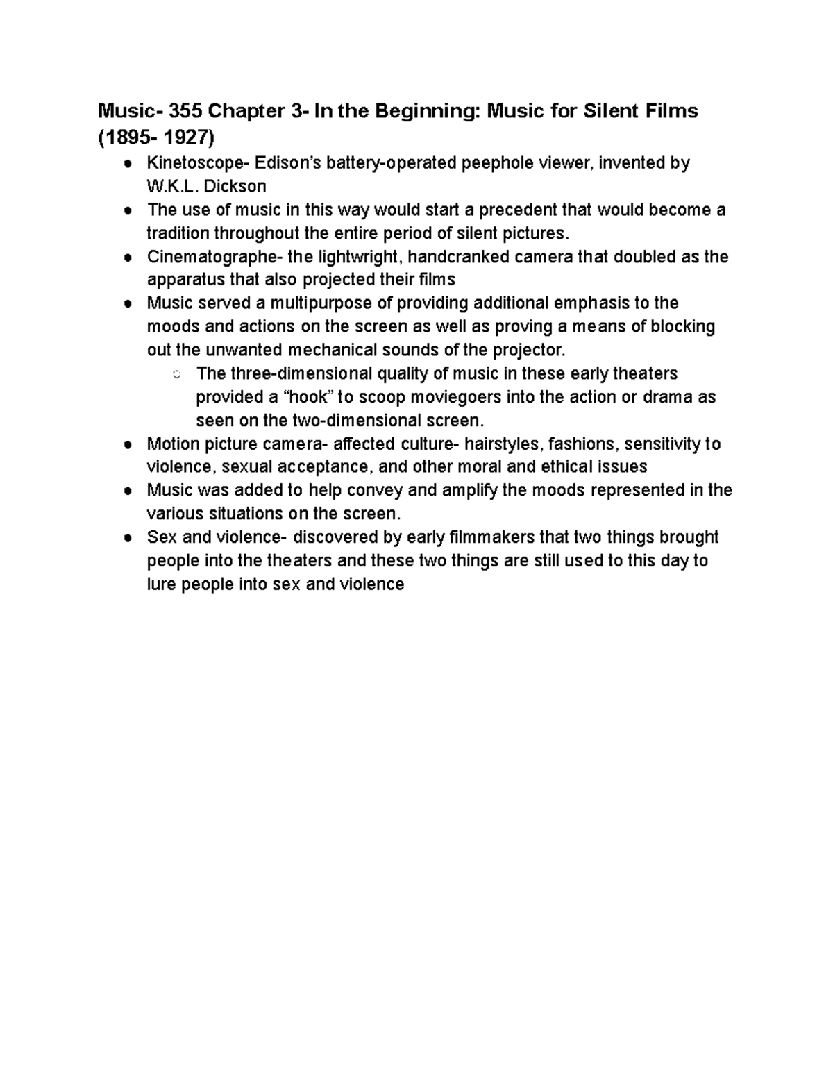 Mus 355- Ch.3- In the Beginning Music for Silent Films (1895-1927 ...