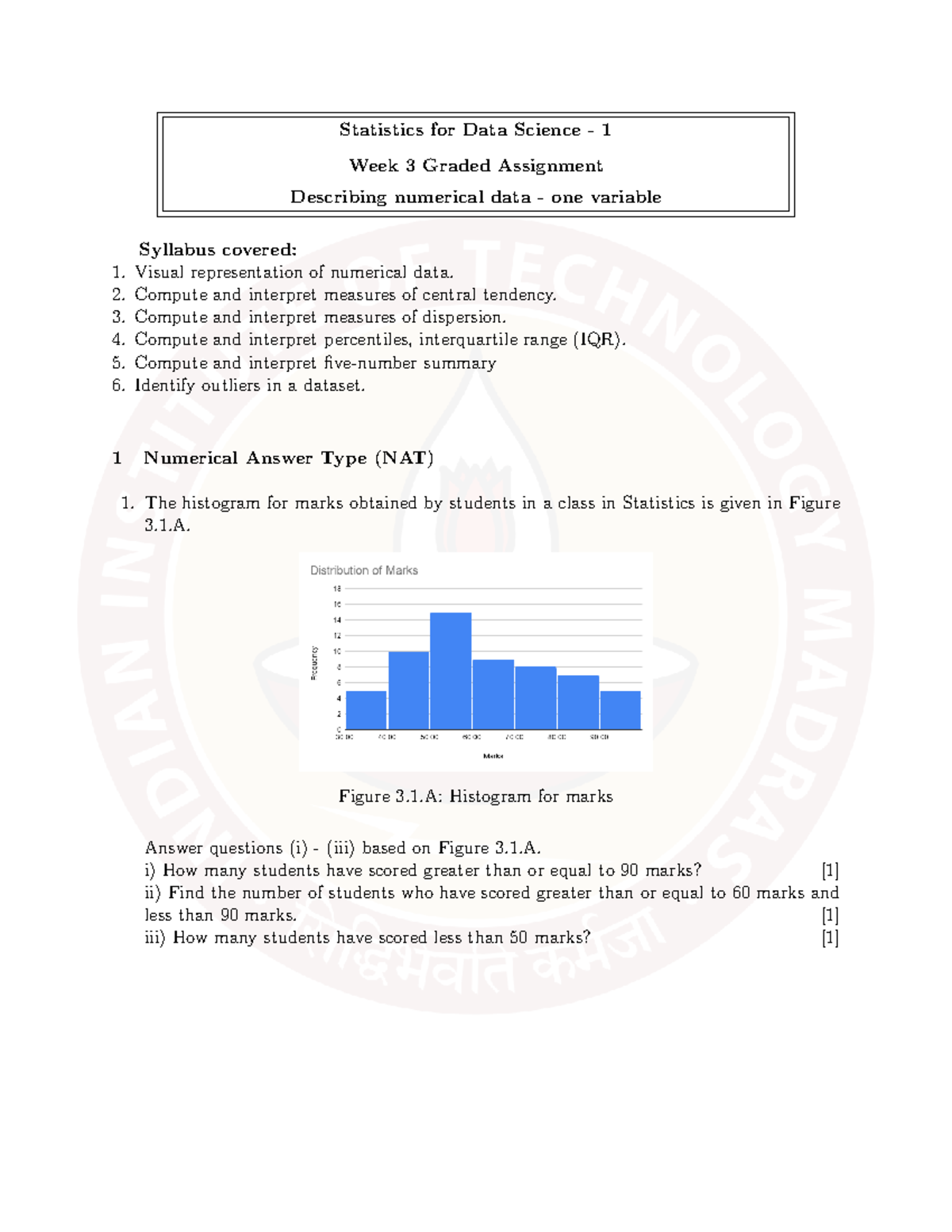 Wk 3 Graded Without Answers - Statistics for Data Science - 1 Week 3 Graded Assignment ...