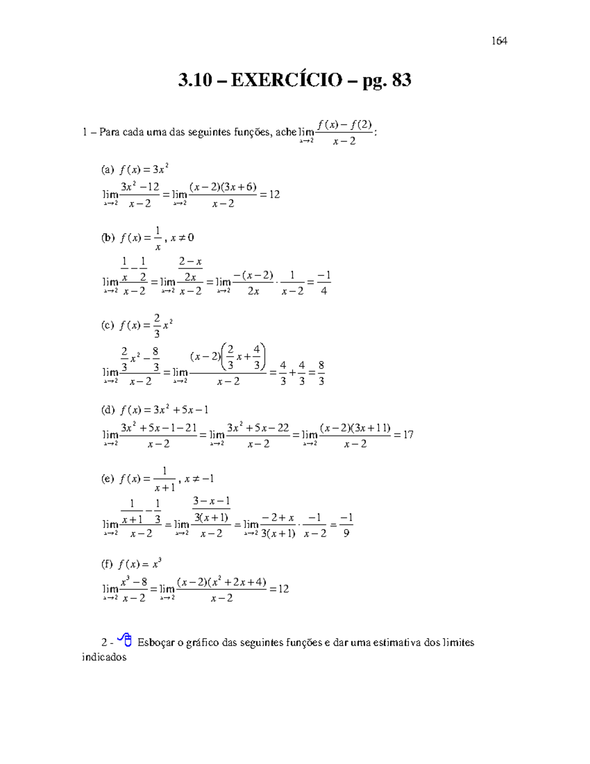 Resolução de exercícios do capítulo 3 do livro Cálculo A - 164 3 ...