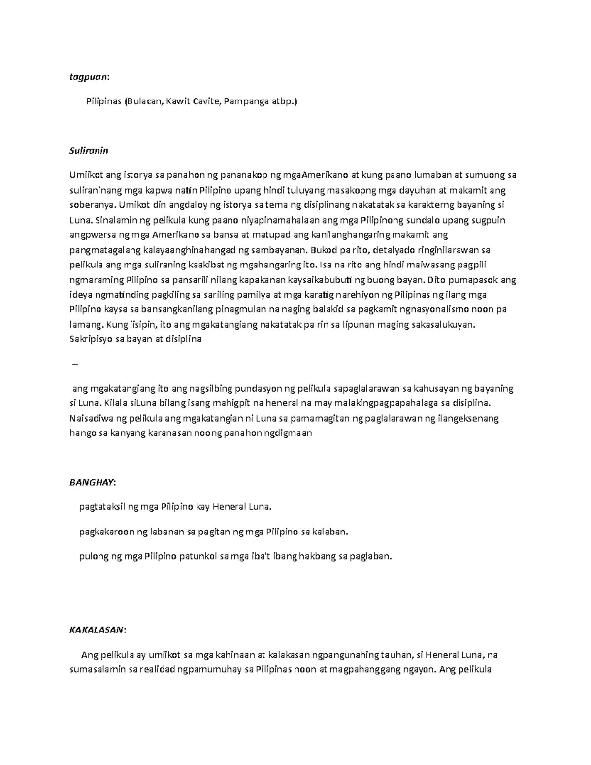 Tagpuan-WPS-Office - ito ay suliranin, tagpuan, tauhan at buod ng ...