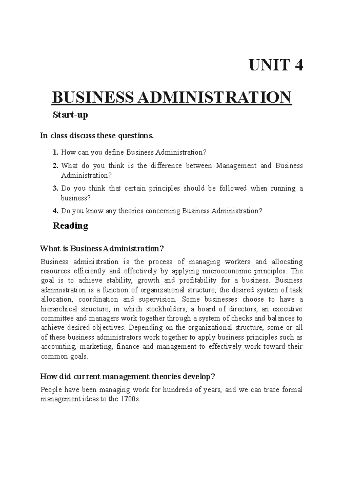 Business Administrtion UNIT 4 BUSINESS ADMINISTRATION Start up In business-administrtion-unit-4-business-administration-start-up-in